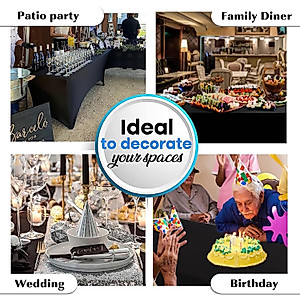 Heochy 2 Pack 6FT Table Cloth for Rectangle Table - Black Tablecloths Rectangular Fitted Stretch Spandex Table Covers 6 ft for Birthday, Cocktail, Wedding, Banquet Christmas Holiday Tablecloth