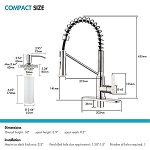 AMAZING FORCE Brushed Nickel Kitchen Faucet with Soap Dispenser Single Handle Kitchen Sink Faucet with Pull Down Sprayer Utility Sink Faucet Single Hole for Laundry Sink Stainless Steel Black Hose