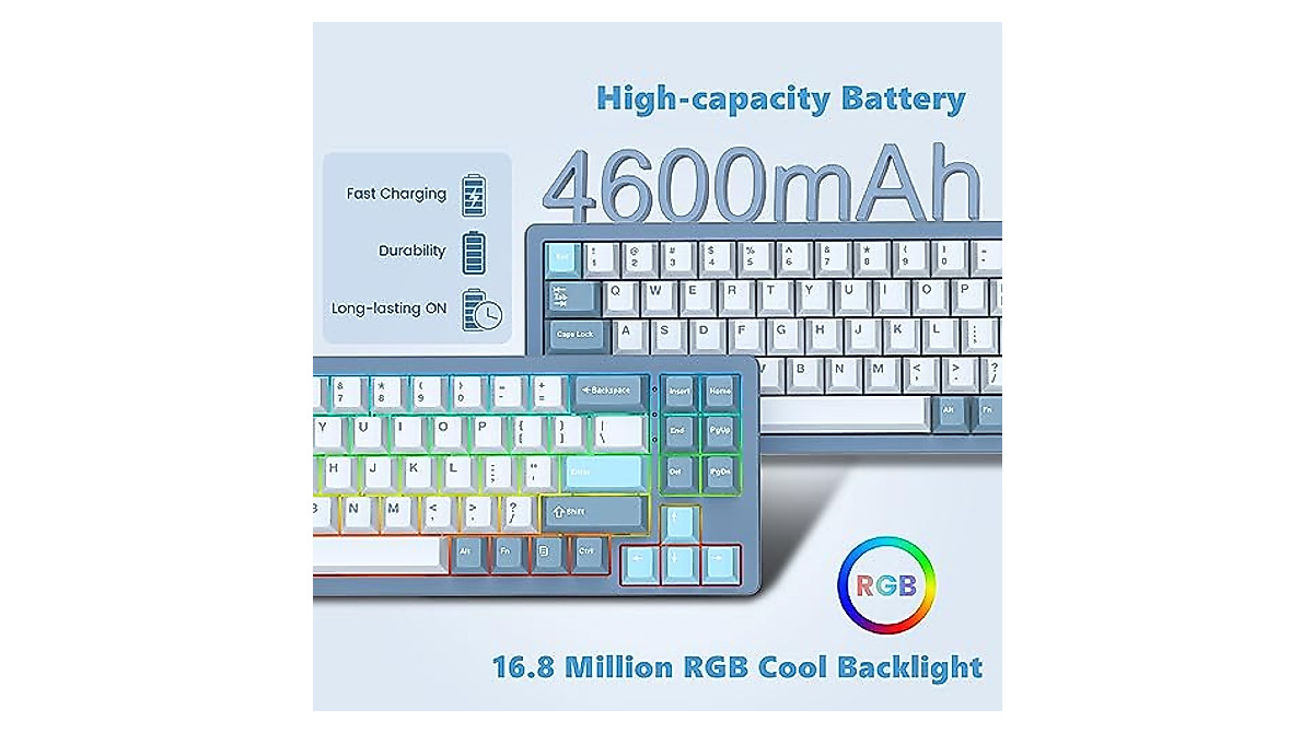 Womier S-K71 75% Gaming Keyboard, Aluminum Alloy Shell Wireless Mechanical Keyboard Bluetooth/2 ...