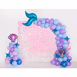 Shimmer Wall Backdrop Iridescent Pink Square Sequin Wall Panel Backdrop Decor for Wedding, Anniversary, Birthday, Party, 12 Panels