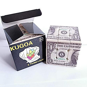 Speed Cube 3x3 One-Dollar Notes/Bill Back Pattern Magic Cube Puzzle,IQ Games Puzzles Relief Effect Kids Adult Toys,5.6cm/2.2"