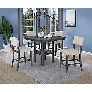 Best Master Furniture Fiona 5 Pcs Transitional Counter Set, Grey