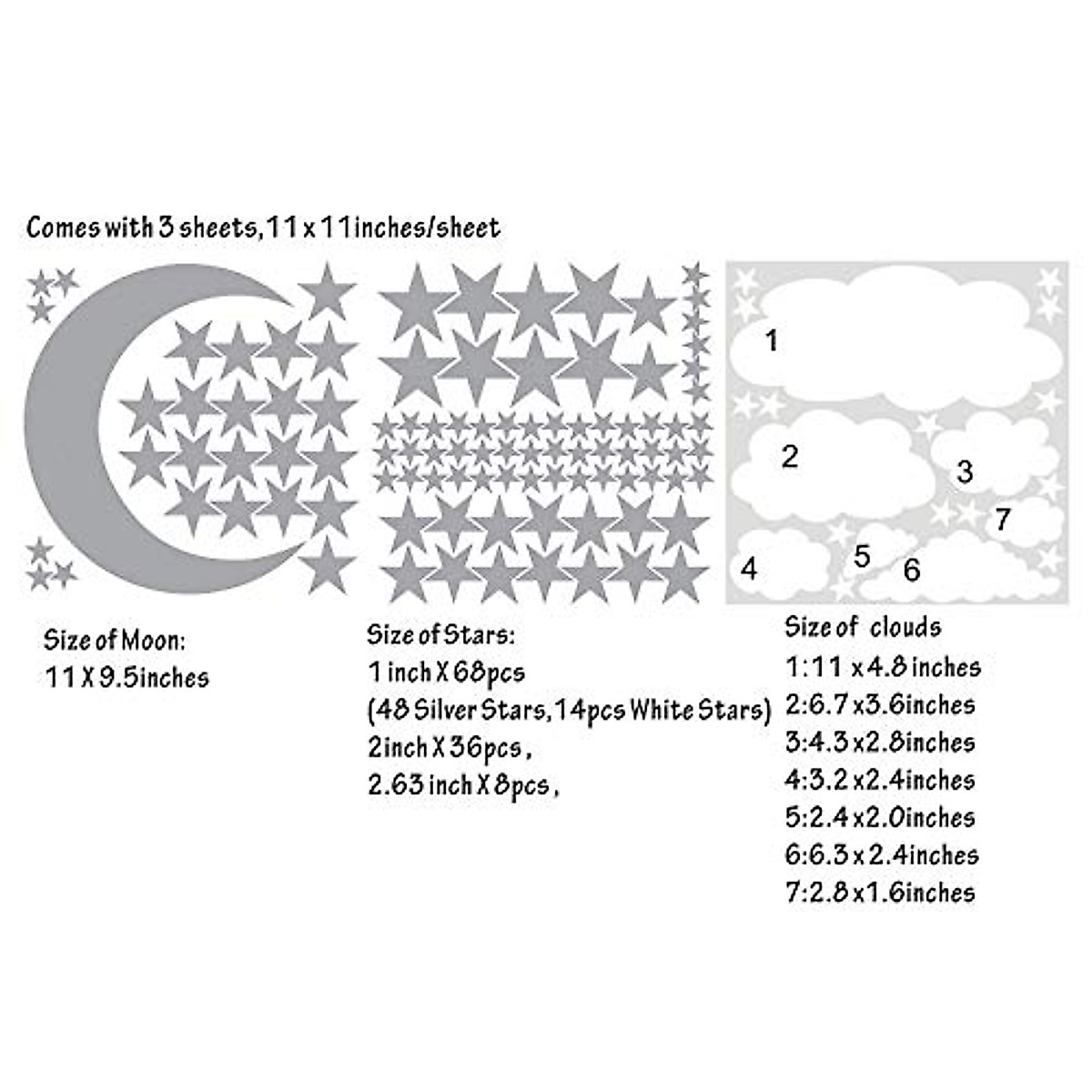 Clouds Wall Decals Moon and Stars Wall Decal Kids Wall Decals Wall Stickers Peel and Stick Removable Wall Stickers Kids Room Decoration Good Night Nursery Wall Decor