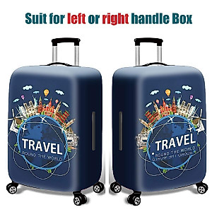 WUJIAONIAO Travel Luggage Cover Spandex Suitcase Protector Washable Baggage Covers (M (for 22-24 inch luggage), TRAVEL)