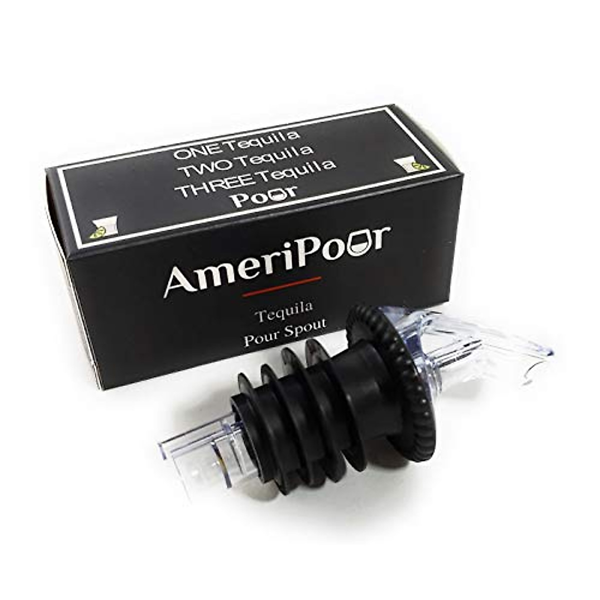 Ameripour - Speed Pourer - Patron Pour Spout - Made 100% In The USA. Free Flow Bar Spouts That Don't Leak - No Cracks, Just A Smooth Cocktail Pour Every Time. (Clear)