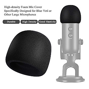 YOTTO Microphone Pop Filter For Blue Yeti and Any Other Microphone,Dual Layered Wind Pop Screen With 360°Gooseneck & Mic Cover Foam Windscreen for Blue Yeti,Yeti Pro Condenser Microphone,2 in 1 Pack