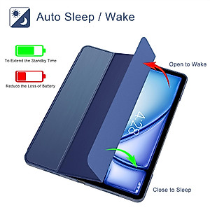 Soke for iPad Air 13 Inch Case (M2) 2024,iPad Pro 12.9 Case 2022 2021(6th 5th Generation) - [Slim Trifold Stand + Auto Wake/Sleep],Protective Hard PC Back Cover for iPad Air 13 inch (Navy)