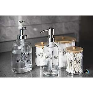 153 Bathroom Organization Labels, Prefdo Waterproof Black Script Preprinted on Clear Stickers for Storage Bins Bathroom Containers Hand Soap Labels Bottles Makeup Organizer (Black)