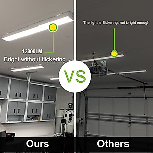 hykolity 4FT 120W LED Shop Light Linkable, 13000lm(400w Equivalent), 5000K Utility Shop Lights for Garages, Workshops, Basements, Hanging or FlushMount, with Power Cord and Pull Chain, ETL, 2 Pack