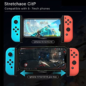 Funnywin Switch Joy Con Comfort Grip, iPad 10.2 & Mini Retractable Holder with Joy Con Game Controller Grip Handle for iPadOS 16 & iOS16 iPhone 13 & 14 Pro Max Stand (LZ iPhone)