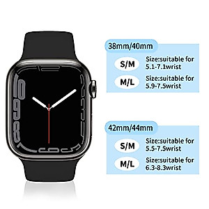 AIRPROCE Compatible with Apple Watch Bands 38mm 40mm 41mm 42mm 44mm 45mm 49mm, Soft Silicone Sport Wristbands Replacement Strap for iWatch Ultra SE Series 8 7 6 5 4 3 2 1 Sport Edition for Women Men (38/40/41mm S/M, Black)