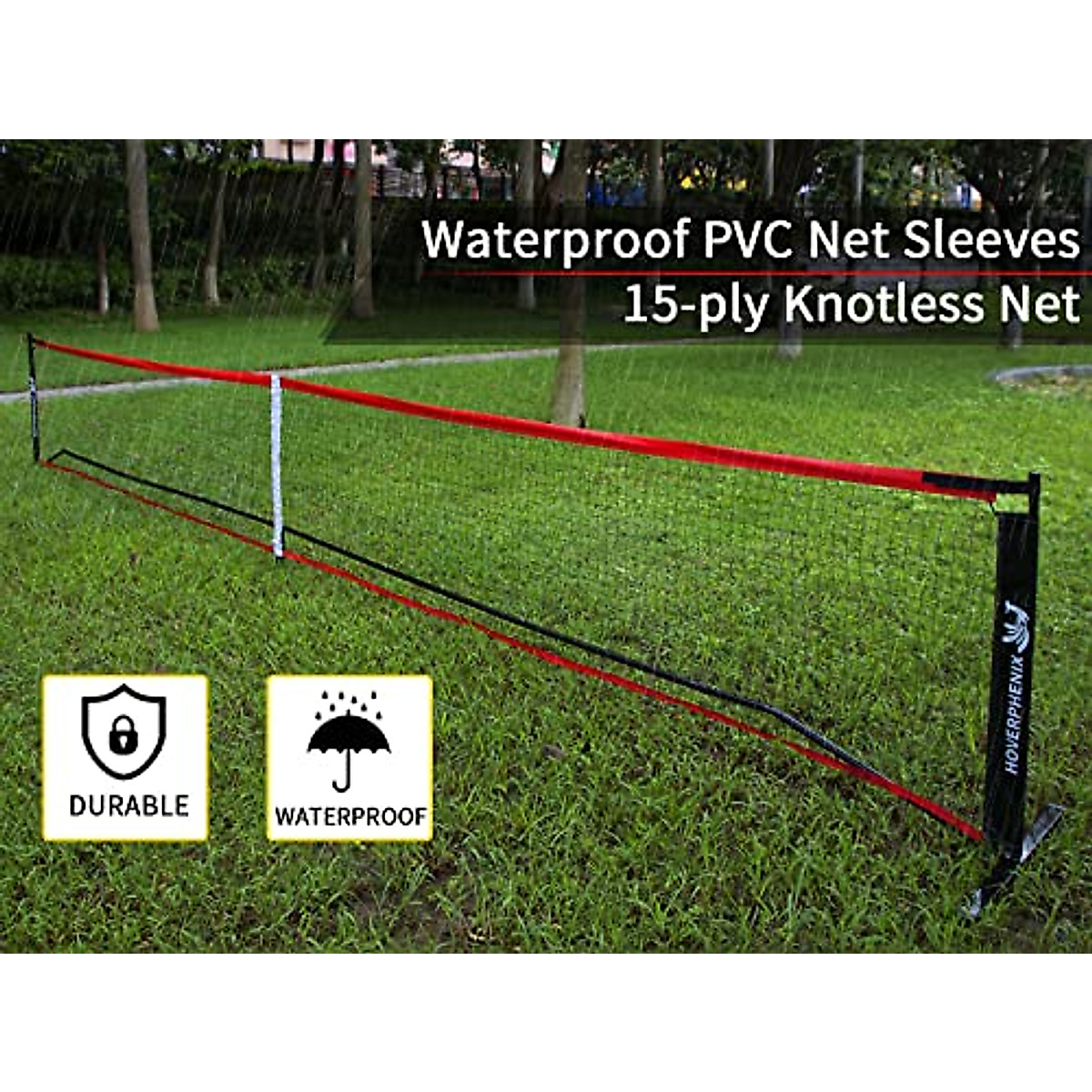 Hoverphenix Pickleball Set with Net for Driveway, Portable Regulation Size Pickleball Net System with Paddle Set of 4, Outdoor Pickleballs, Carry Bag, Weather Resistant Metal Frame