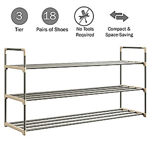 Home-Complete Shoe Storage Rack, 3-Tier Organizer for Closet, Bathroom, Entryway, 2 sets