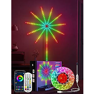 Daymeet Smart Firework LED Lights, ICRGB Dream Color LED Lights for Bedroom, LED Strip Lights with Remote App Control, Color Changing Music Sound Sync Light for Bedroom, Christmas Decorations