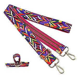Wide Shoulder Strap Replacement Crossbody Bag Removable Guitar Style Multicolor Canvas Crossbody Strap for Handbags