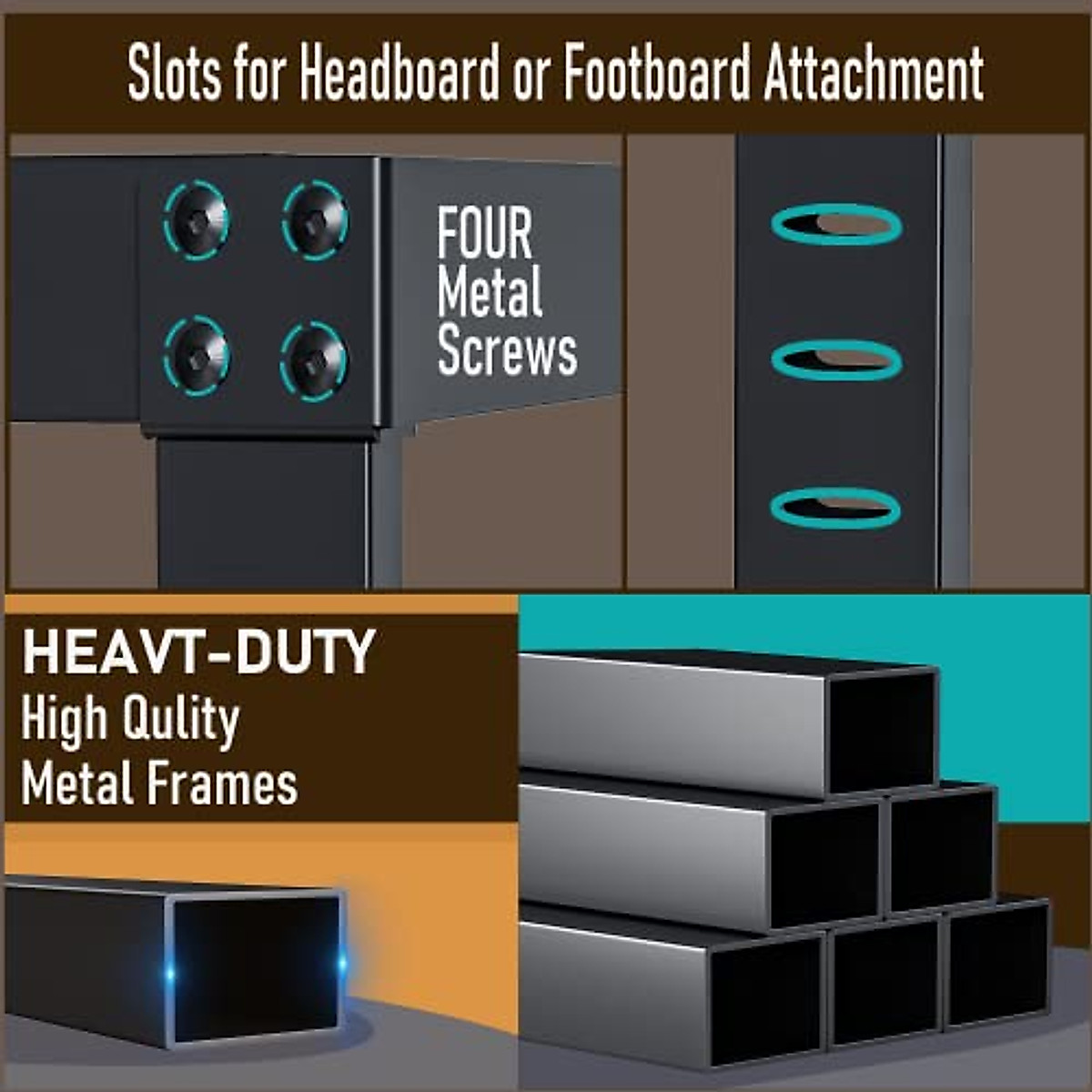 Auroral Twin XL Bed Frame 18 Inches Tall, 3 Inches Wide Wood Slats 2500 Pounds Support for Foam Mattress No Sag, No Slip, No Box Spring Needed/Underneath Storage/Noise Free/Easy Assembly-Black