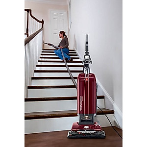 Hoover WindTunnel Max Bagged Upright Vacuum Cleaner, with HEPA Media Filtration, 30ft. Power Cord, UH30600, Red