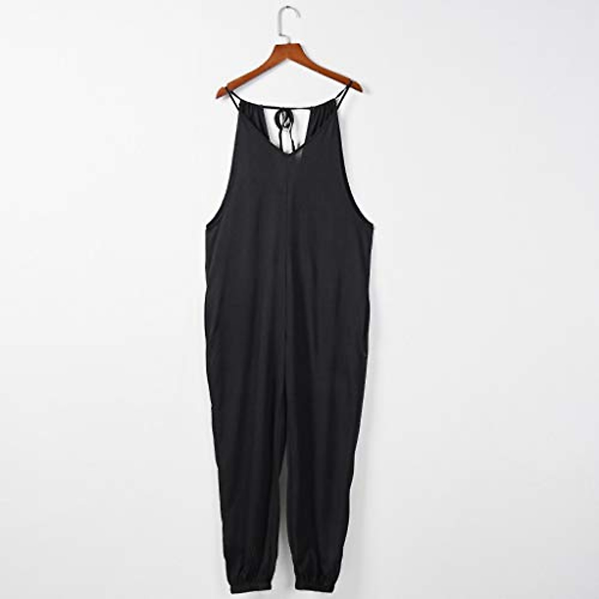 Mitiy Womens Casual Loose Sleeveless Spaghetti Strap Wide Leg Pants Jumpsuit Rompers