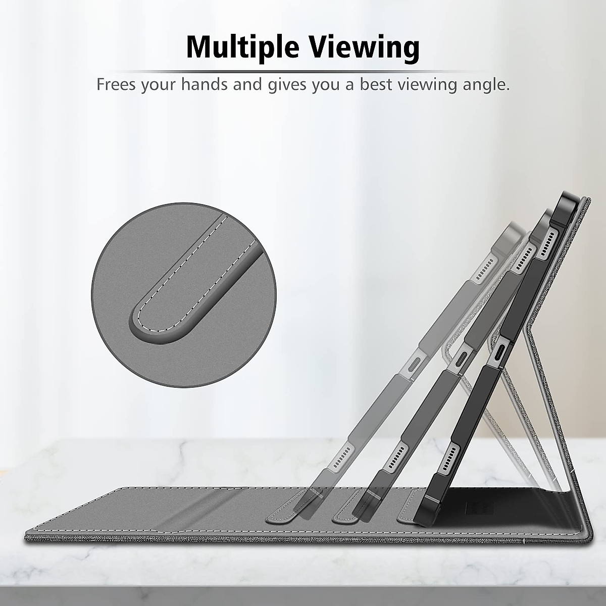 Fintie Case for Samsung Galaxy Tab S8 Plus 2022/S7 FE 2021/S7 Plus 2020 12.4 Inch with S Pen Holder, Multiple Angle Portfolio Cover with Pocket Auto Sleep/Wake, Gray