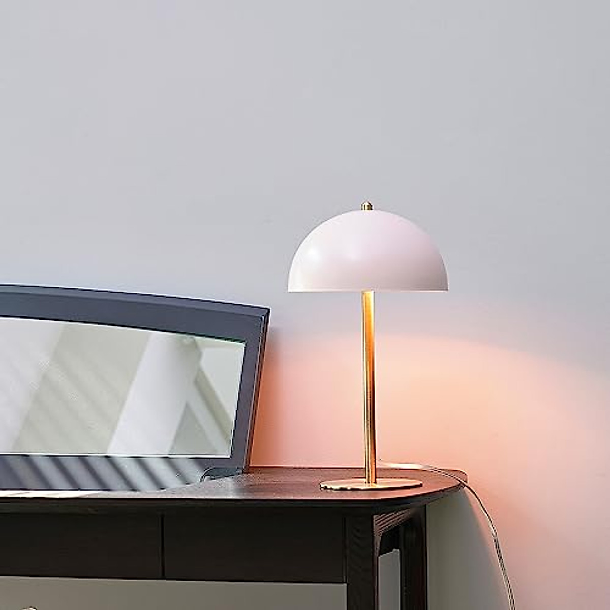 Globe Electric 52332 15" Desk Lamp, Matte Pink, Matte Brass Accents, in-Line On/Off Rocker Switch