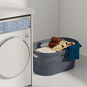 Zerdyne 40 L Plastic Clothes Laundry Basket, 4-Pack Plastic Laundry Hamper with Cutout Handle, Gray