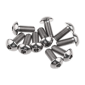 Wanyifa Titanium Ti Water Bottle Cage M5x8 10 12 15mm Bolt Button Head Allen Key Screws Pack of 10 (Silver, M5x12mm)