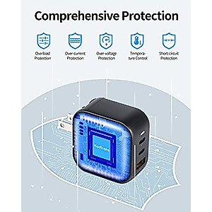 USB C Charger, Hadisala 66W 3-Port GaN Fast USB C Wall Charger, Foldable USB C PD3.0 Power Adapter, Portable Travel Charger Block for iPhone 13 Pro Max Mini/MacBook Pro/iPad, Galaxy, Pixel and More