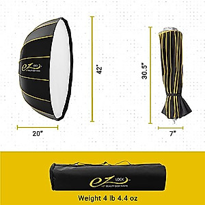 Glow EZ Lock 42" Collapsible White Beauty Dish Softbox w/Bowens Mount Speedring and Deflection Disk, 16 Ribbed Design Soft Box with White Interior for Perfect Lighting and Beauty Dish Photography