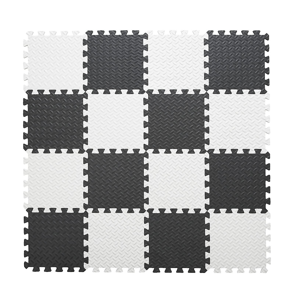 Tamiplay Foam Play Mat for Baby, 0.4 Inch EVA Soft Non-Toxic Baby Playmat, Interlocking Floor Mats, Solid Colored Foam Puzzled Floor Mats, Baby Play Mat Exercise Mats, 16 Tiles(White/Black)