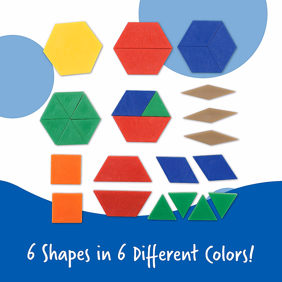 Learning Resources Plastic Pattern Blocks - Set of 250, Ages 3+, Shape ...