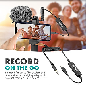 Movo TCB5 Male 3.5mm TRS Microphone Adapter Cable to Lightning Connector Compatible with Apple iPhone, iPad Smartphones and Tablets