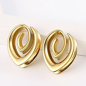 Earblity 2PCS 16mm/5/8 Gold Spiral Saddle Plugs Gauges Tunnels for Stretched Ears, Hypoallergenic 316 Stainless Steel Ear Tunnels Gauges Body Piercing Jewelry for Men Women