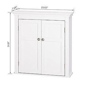 UTEX Bathroom Wall Cabinet,Bathroom Cabinet Wall Mounted with Doors and Ajustables Shelves, Wood Hanging Cabinet Over The Toilet,White
