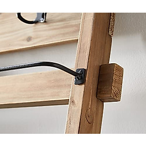 iltokk Wooden Blanket Ladder: 6ft Wall Leaning Blanket Ladder, Rustic Decorative Quilt Ladder, 4-Tier Farmhouse Blanket Ladder with 2 Hanging Hooks, for Bedroom, Brown