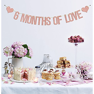 6 Months of Love Banner, Half Way to One Banner, Happy 6 Month, Half Birthday Decorations, 1/2 Birthday Baby Shower Party, First Birthday Party Supplies Rose Gold Glitter