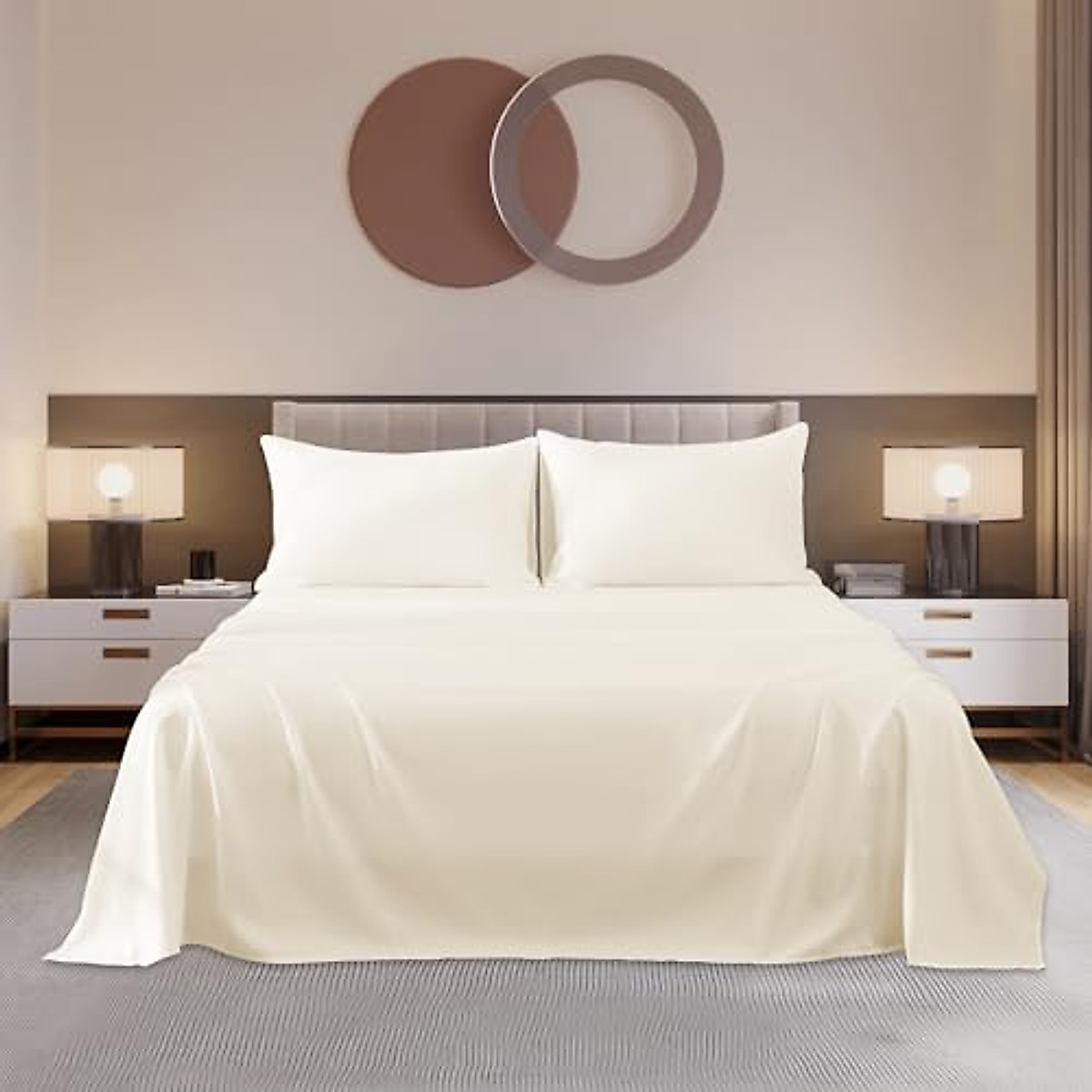Bedlifes Queen Sheet Set- Ultra Soft Sheets-Luxury-Breathable-16 Deep Pocket- 1800 Thread Count Percale Egyptian Microfiber Bed Sheets Wrinkle, Fade and Stain Resistant Queen Size Cream 4 Pieces