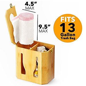 SpaceAid Grocery Bag Holder & Trash Bag Dispenser, Bamboo 2 in 1 Garbage Bag Roll Holders Organizer for Plastic Bags, Under Sink Organizers and Storage for Kitchen Organization (Bamboo)