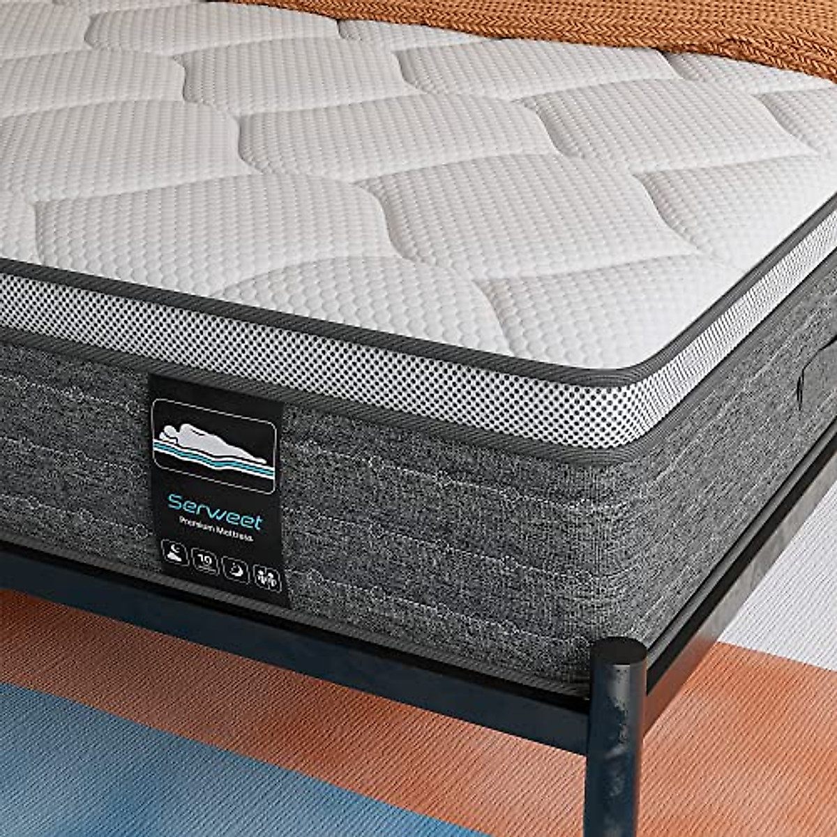 Serweet 10 Inch Memory Foam Hybrid Twin Mattress - 5-Zone Pocket Innersprings for Motion Isolation -Heavier Coils for Durable Support -Medium Firm -Fiberglass-Free -Made in North America