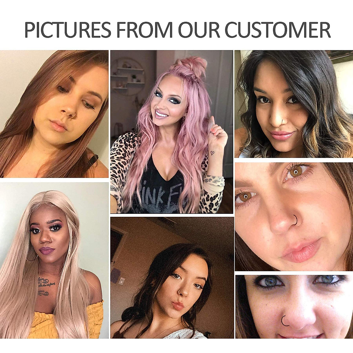 FIBO STEEL 18G-22G 5PCS Stainless Steel Body Jewelry Piercing Nose Ring Hoop (5mix color, 20G,8MM)