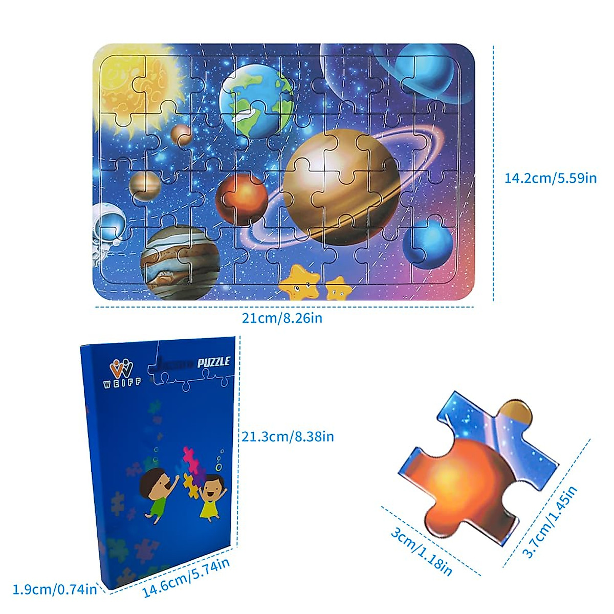 WEIFF Jigsaw Puzzles for Kids Ages 3-8, 4 Puzzlesx32 Piece Preschool Educational Learning Toys Set for Toddler Valentines Children's Day Birthday Gift Easter- Ocean Forest Animal Dinosaur Alien Planet