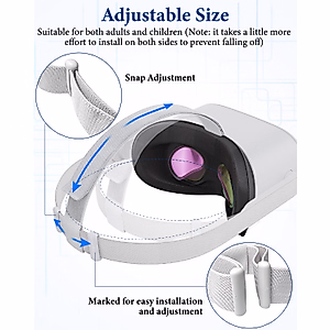 Head Strap for Oculus Quest 2 Headset, Original Replacement Head Strap Compatible with Meta Quest 2 Headstrap with 4 Pcs Controller Thumb Grip Caps，for Oculus Quest 2 HeadStrap，Original Head Strap