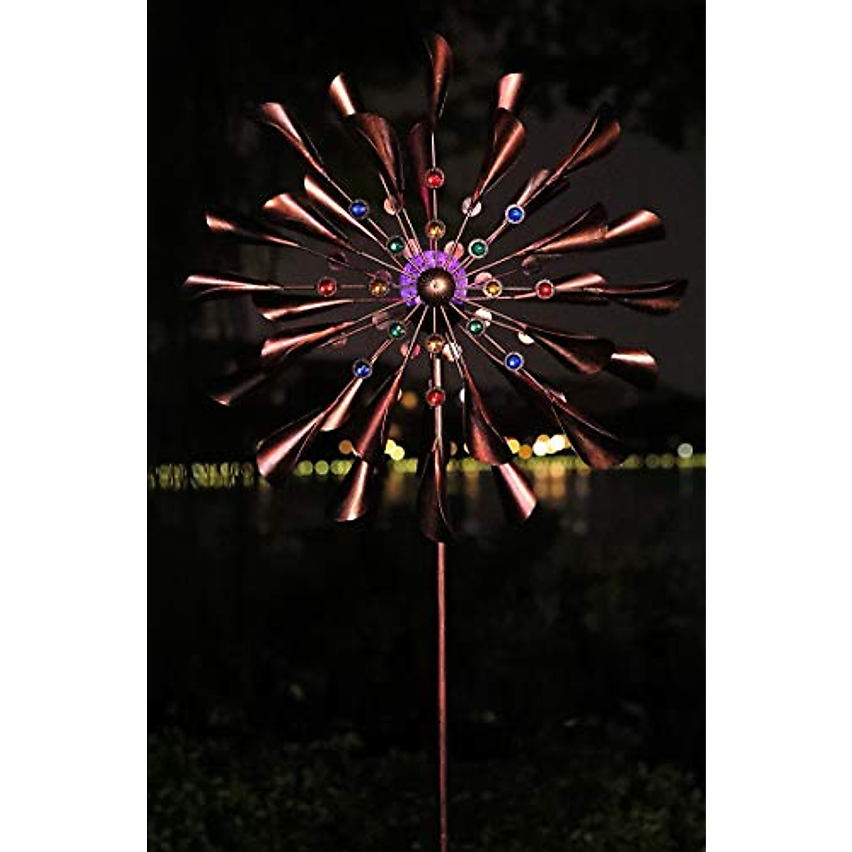 79in Copper Solar Wind Spinner - Multi-Color LED Garden Decor