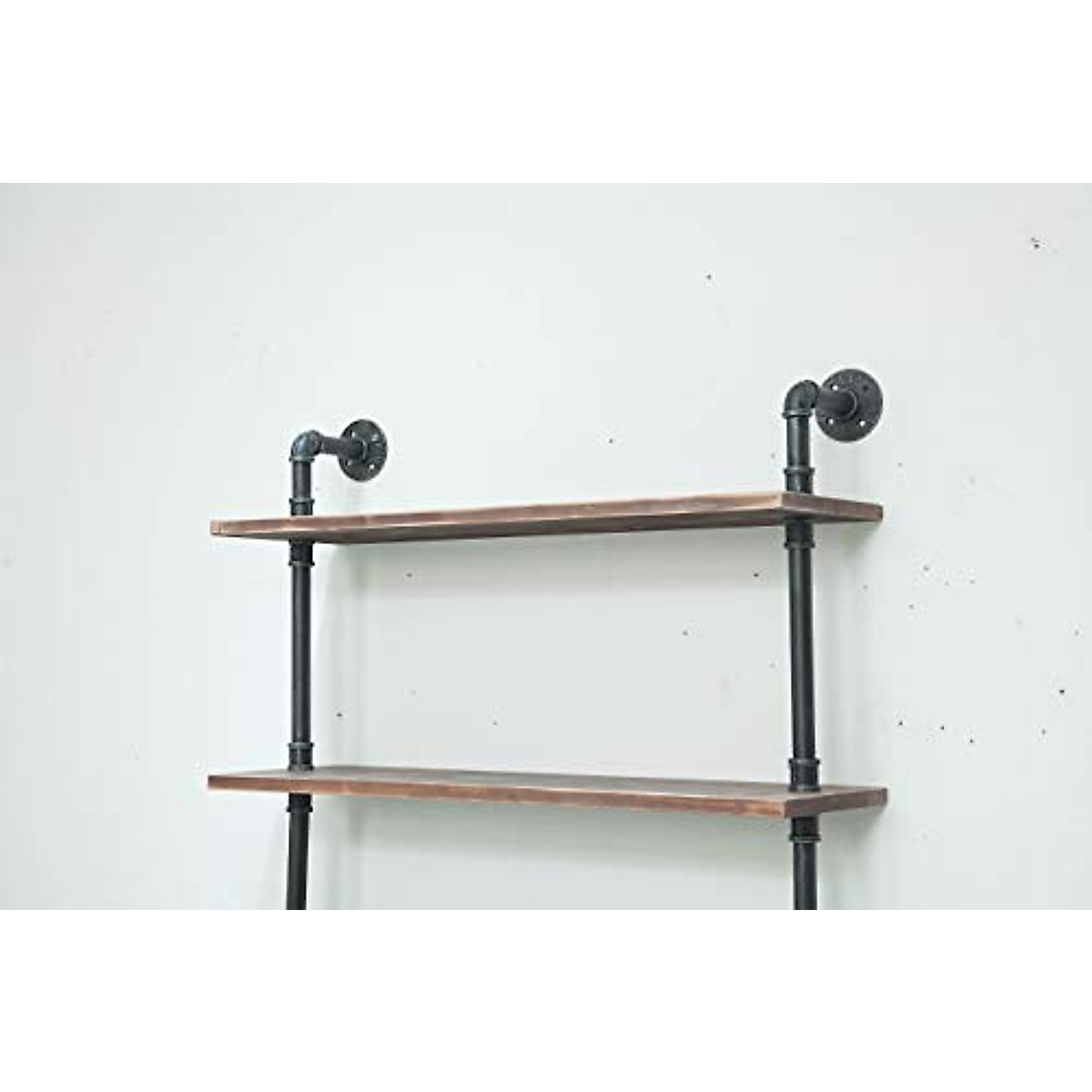 WGX Design For You Industrial Pipe Shelves Rustic Wood Ladder Bookshelf Wall Mounted Shelf for Living Room Decor and Storage (32in, 6 Layers)