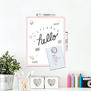 U Brands Contempo Dry Erase Board Set, Pink Soft Dye, Office Supplies, Includes Markers, Magnets, 11” x 14”, 15 Pieces