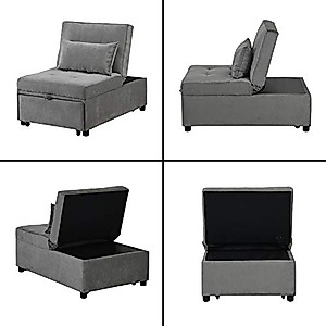 TITA-DONG Sofa Bed,Folding Ottoman Sleeper Bed,4 in 1 Multi-Function Fabric Convertible Chair Recliner Sofa with Pillow,for Living Room/Small Room Apartment