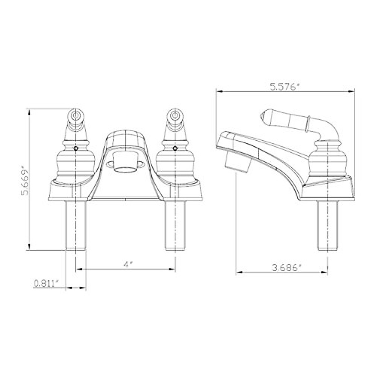 HowPlumb RV/Mobile Home Bathroom Sink Lavatory Faucet, Chrome