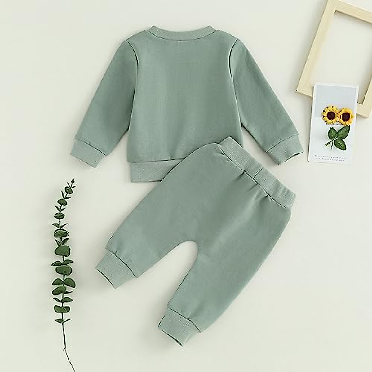 Sduydiosy Toddler Baby Girl Fall Outfit Letter Print Sweatshirt Top Elastic Waist Pant Cute Infant Newborn Winter Clothes Set (Daddys Girl Green, 18-24 Months)