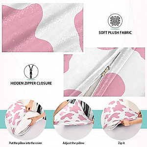 Pink Cow Print Camo Fluffy Pillow Cases Covers, Pillow Cases Queen, Warm and Fuzzy Polyester Pillowcase, 4 Optional Sizes