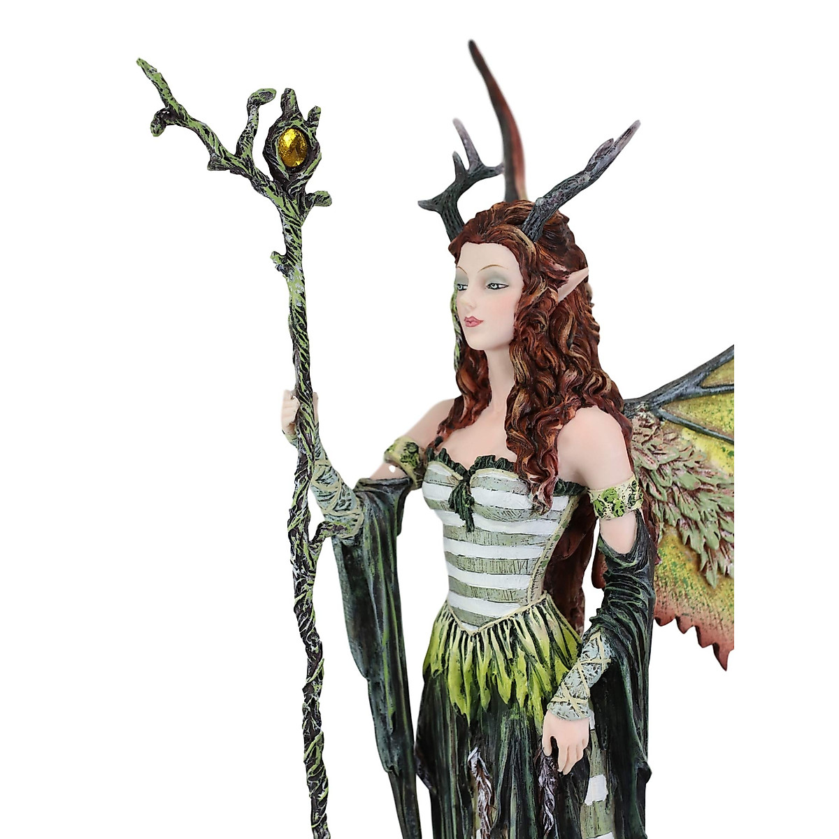 Ebros Whimsical Forest Tree Ent Greenwoman Dryad Fairy with Merlin's Staff and Crown of Branches Statue 19" Tall by Amy Brown Garden FAE Pixies Fairies Whimsical Fantasy Figurine Decor