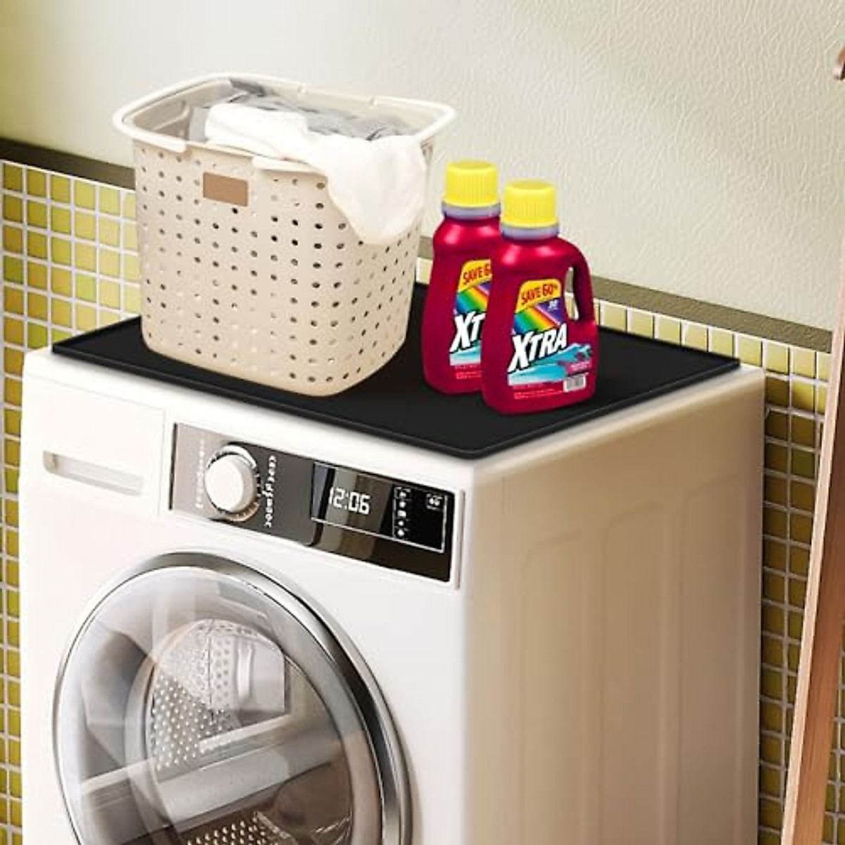 Washer and Dryer Top Protector, 23.6“ x 19.7" Protective Silicone Rubber Mat for Washing Machine or Dryer, Washable Mat for Top of Washer or Dryer, Support Heat Washer or Dryer Mat for Laundry Room